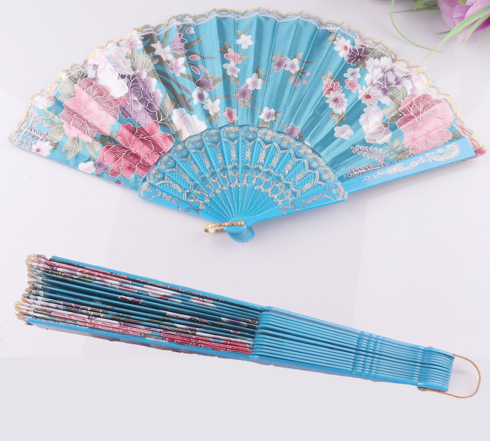 Blue lace Fans flower Fans Wedding Fans Hand Fans Colored Fan | Etsy
