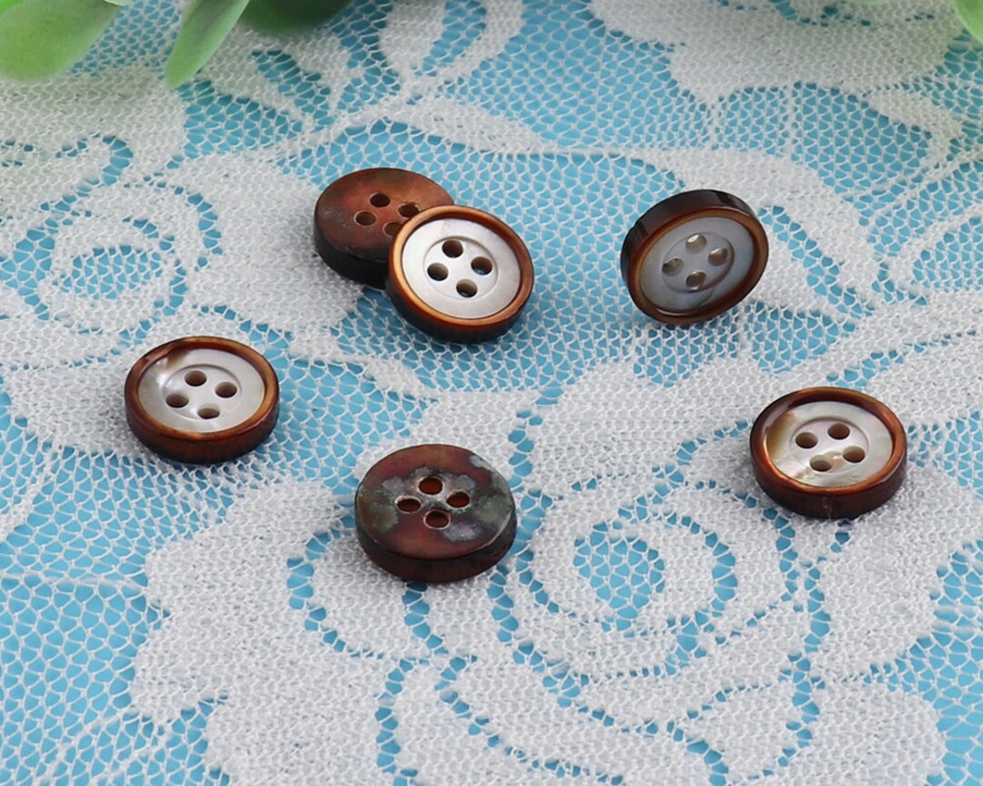 4 Hole Shell Buttons12 Pcs 11 Mm White & Brown Sewing - Etsy