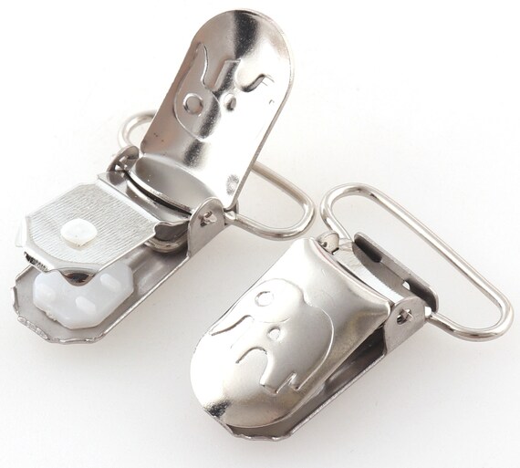 Silver Round Head Metal Pacifier Clipmetal With Calf Elephant - Etsy