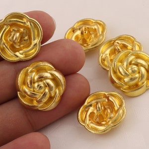 10 Pcs Metal Buttons,19 Mm Rose Flower Buttons,gold Metal Buttons With ...