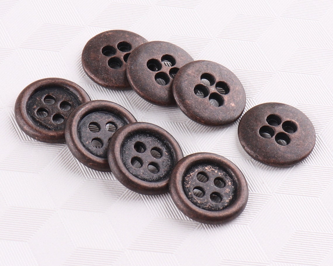Metal Buttons Round Copper Buttons10 Pcs 4 Hole Buttons - Etsy