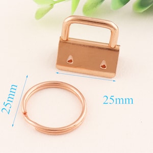 10 Sets Rose Gold Key Fob Hardware,1''25 Mm Metal Key Fobs Hardware ...