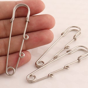 20 Pcs Silver Safety Pins,6315 Mm 2 Loops Safety Pins,silver Safety ...