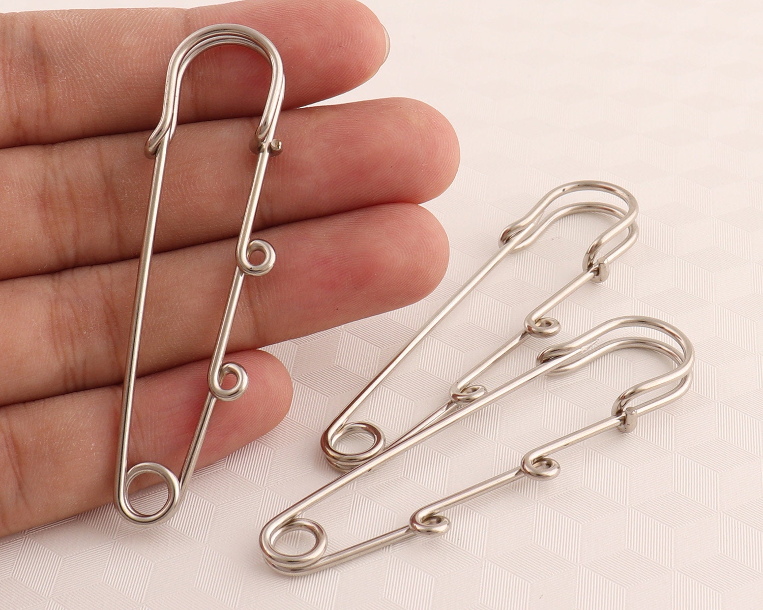 20 Pcs Silver Safety Pins6315 Mm 2 Loops Safety Pinssilver | Etsy