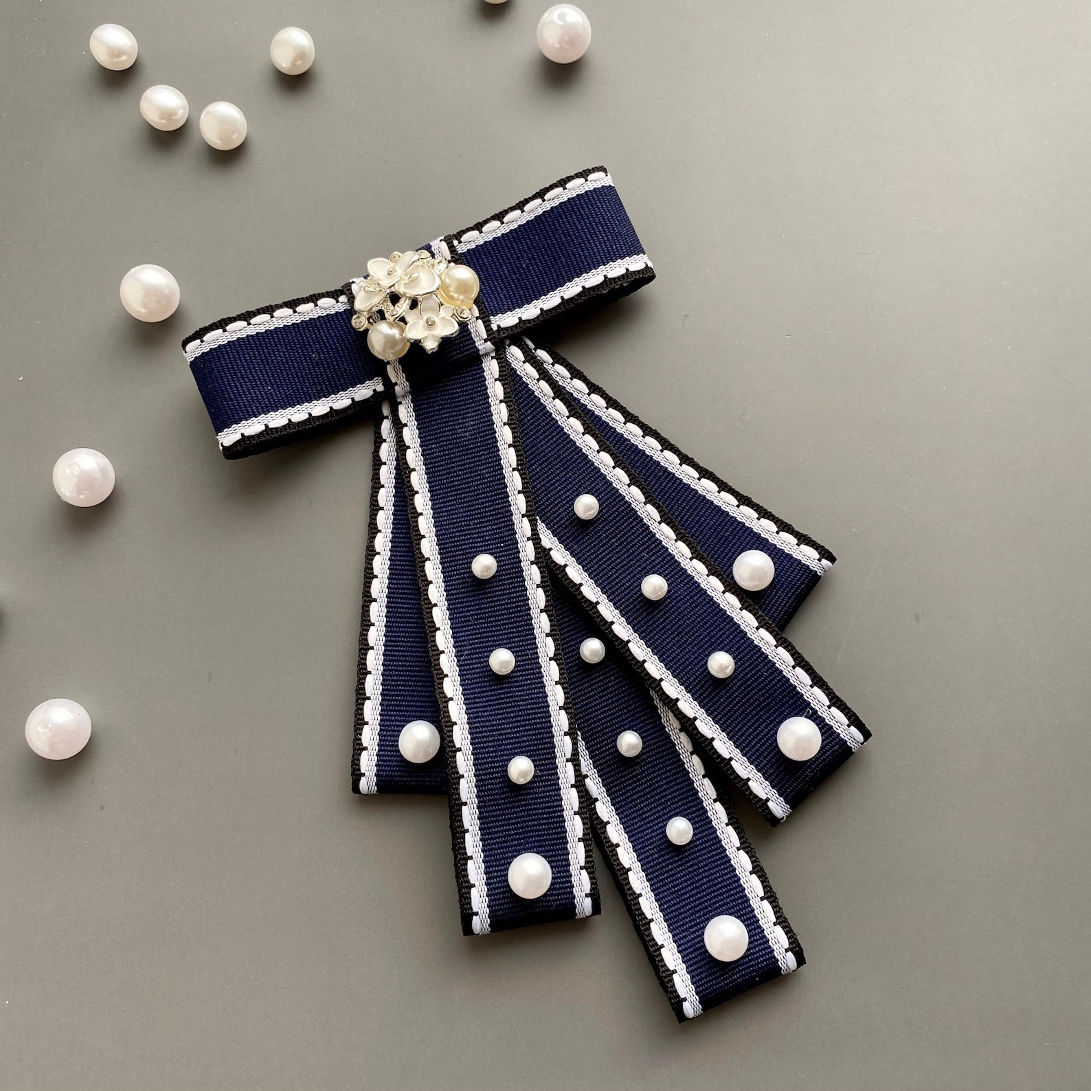 Bow Brooch for Women With Pearls. Handmade Women Brooch. Gift - Etsy