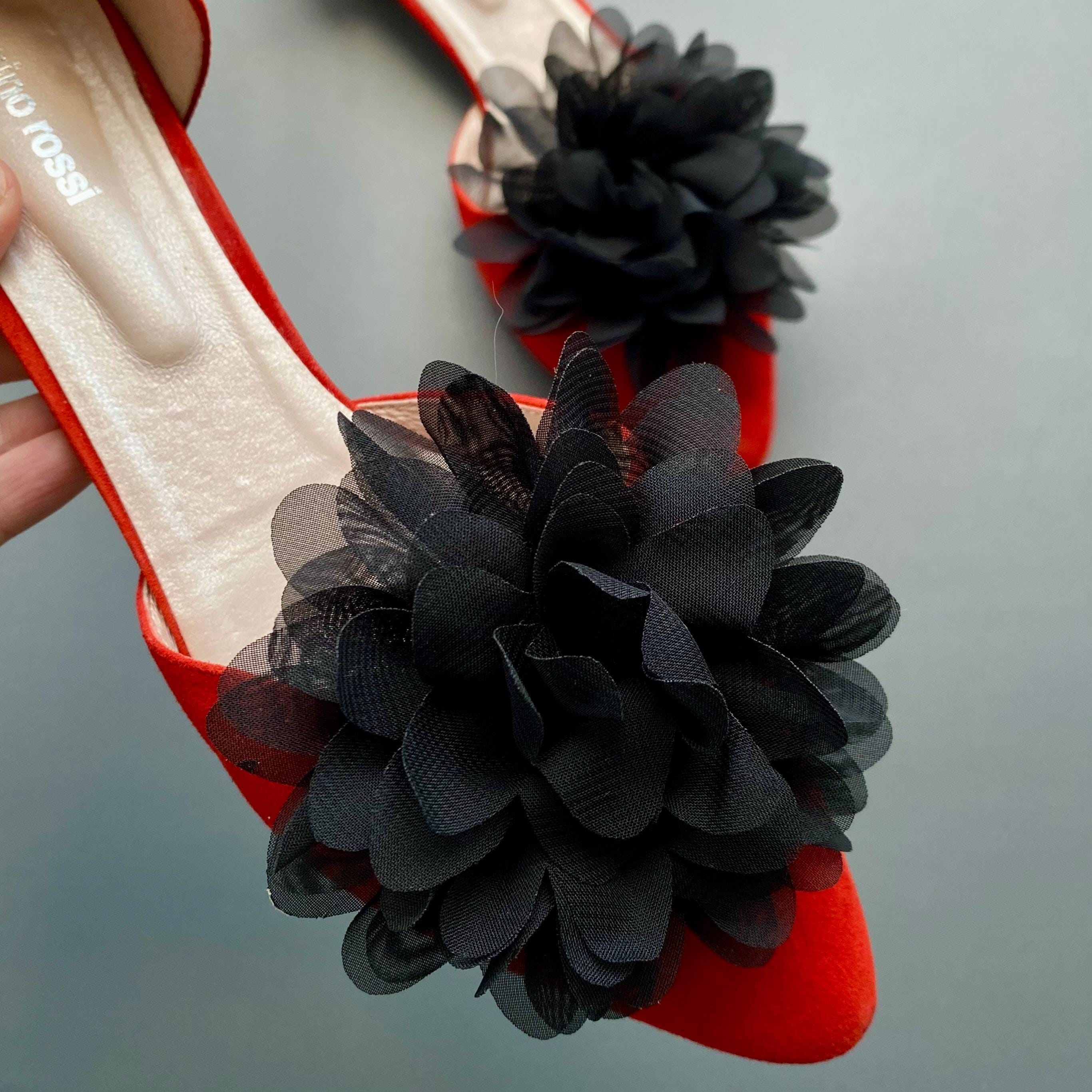 Black Chiffon Flower Shoe Clips (set of Two) - Etsy
