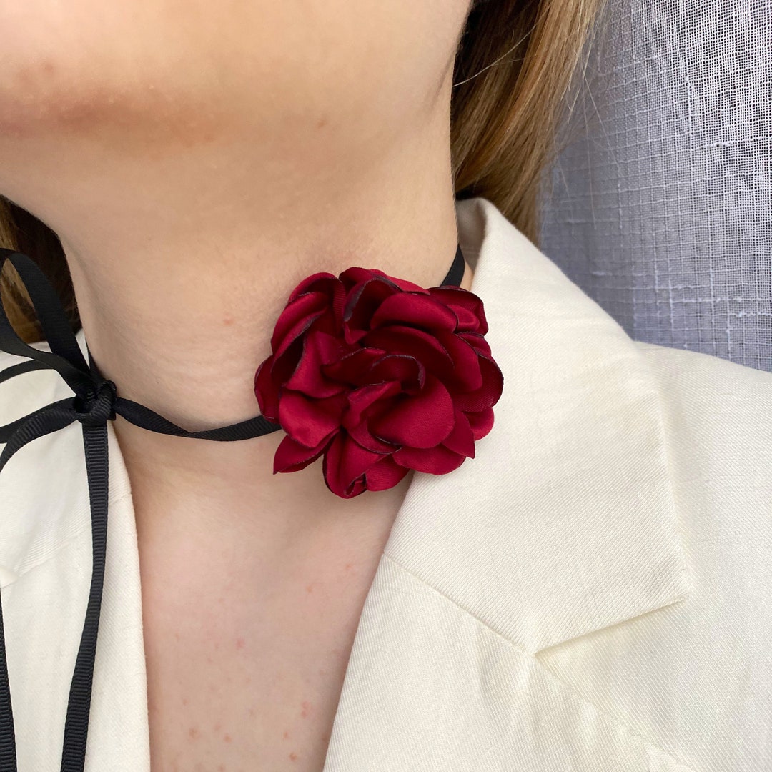 Burgundy Rose Choker. Gothic Choker. Rose Choker. Choker for Gift ...