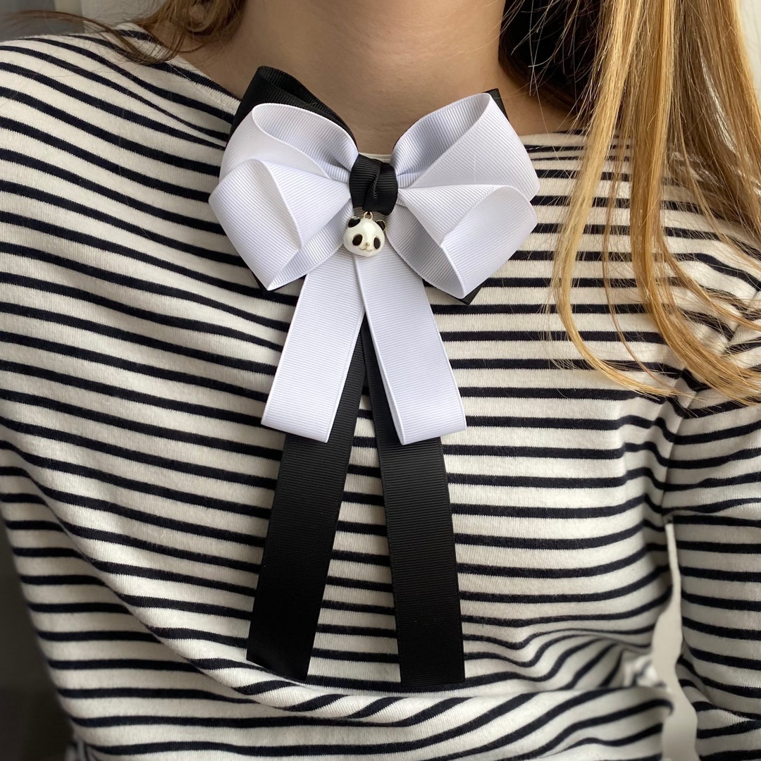 Panda White-black Bow Brooch. Cowboy Ties Handmade. Gift for Her ...