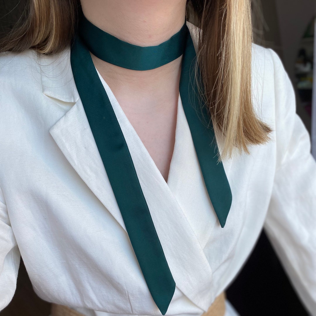 Emerald Bow Tie Choker Bohemian Minimal. Skinny Scarf for Women ...