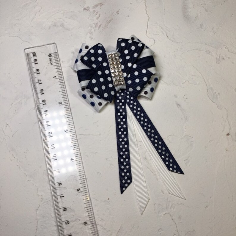 Blue Ribbon Textile Brooch. Navy Polka Dots Bow Brooch Tie. - Etsy