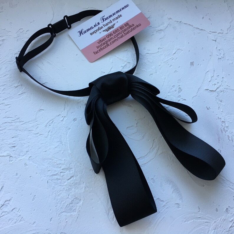 Black bow ties for women. Handmade elegant ladies neckties. | Etsy