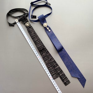 Tweed Bow Tie Woman. Skinny Tie for Women's. Navy Bow - Etsy