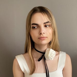 White Flower Choker. Silk Rose Choker. Bohemian Necklace. Choker for ...
