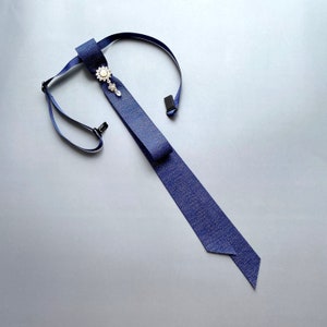 Tweed Bow Tie Woman. Skinny Tie for Women's. Navy Bow - Etsy