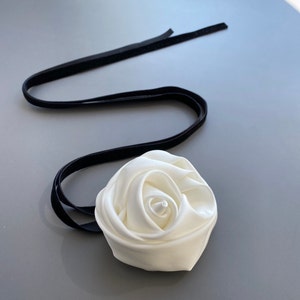 White Flower Choker. Silk Rose Choker. Bohemian Necklace. Choker for ...