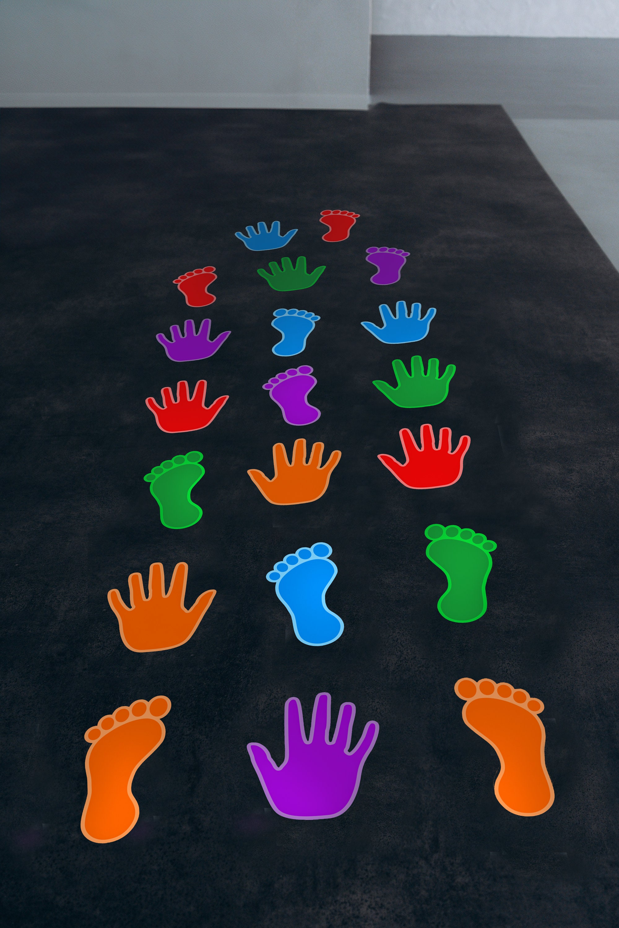 COLORFUL Hand & Foot Hopscotch Decal for Classroom, Educational Decal ...