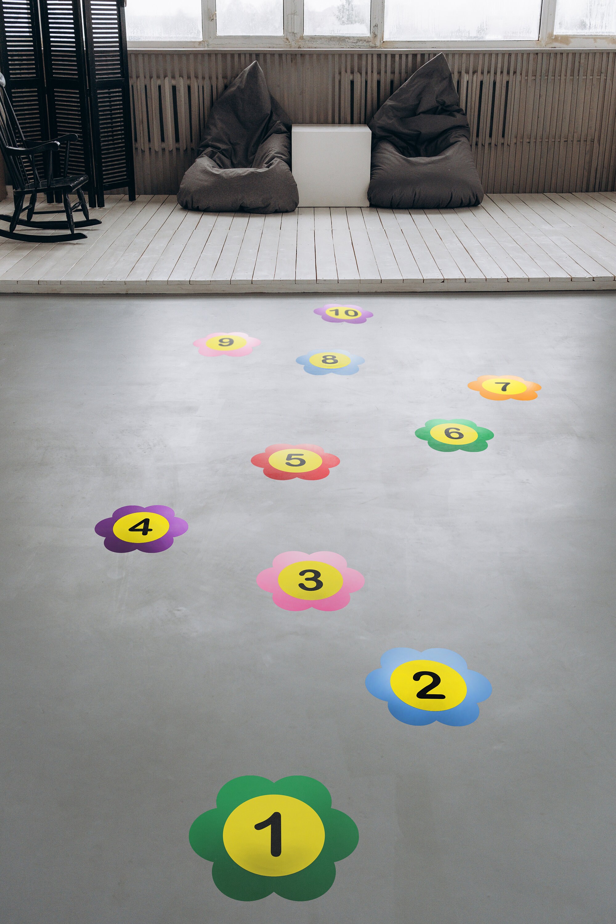 Sensory Path Floor Sticker Flowers With Numbers High Quality Sensory ...