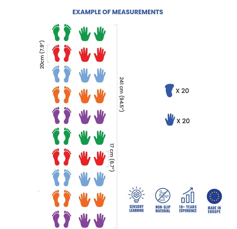 COLORFUL Hand & Foot Hopscotch Decal for Classroom, Educational Decal ...