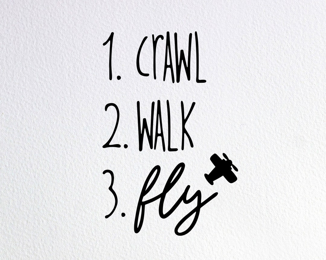 Crawl Walk Fly Baby SVG: Travel Onesie Cut File (PNG, DXF) - Etsy