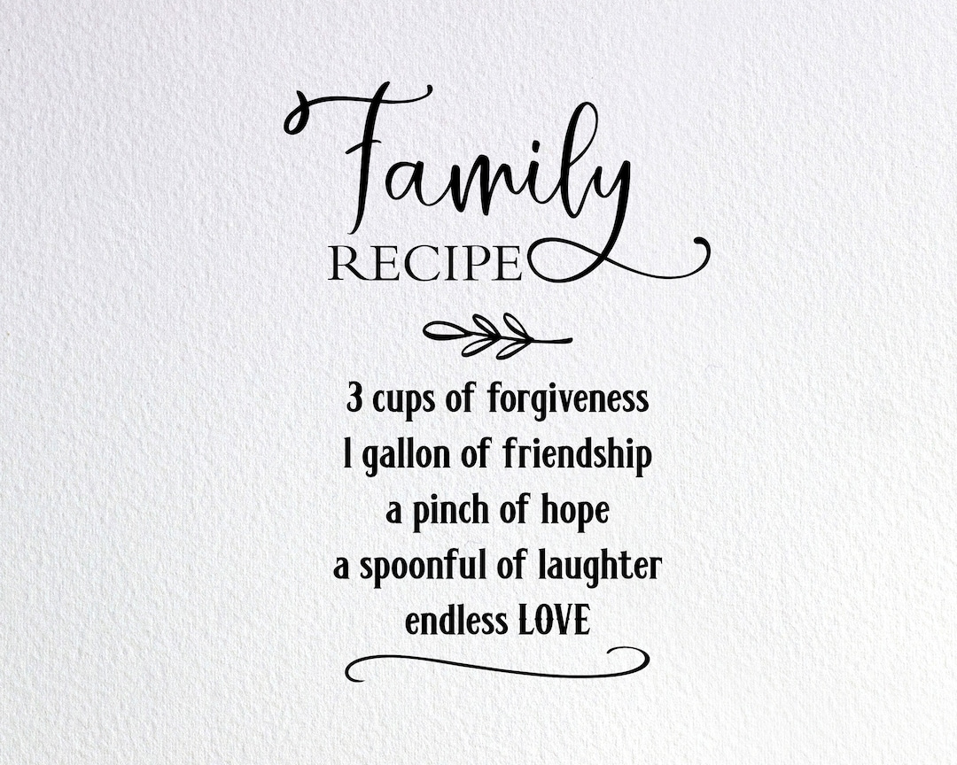 Family Recipe SVG: Kitchen Sign Cut File (digital Download) - Etsy