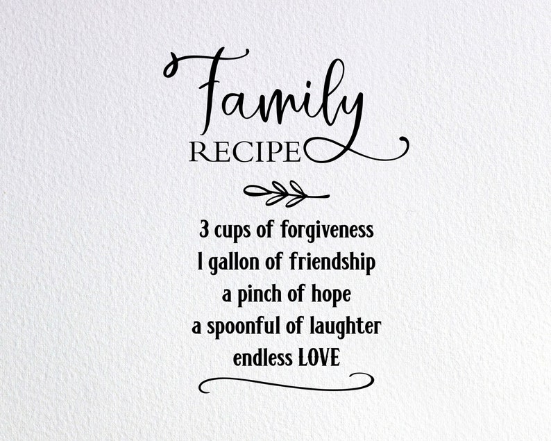 Family Recipe SVG: Kitchen Sign Cut File (digital Download) - Etsy