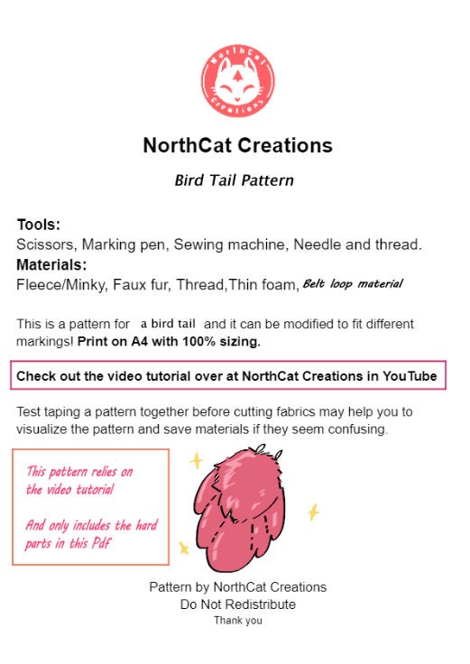 Bird Fursuit Tail Pattern -PDF- - Etsy