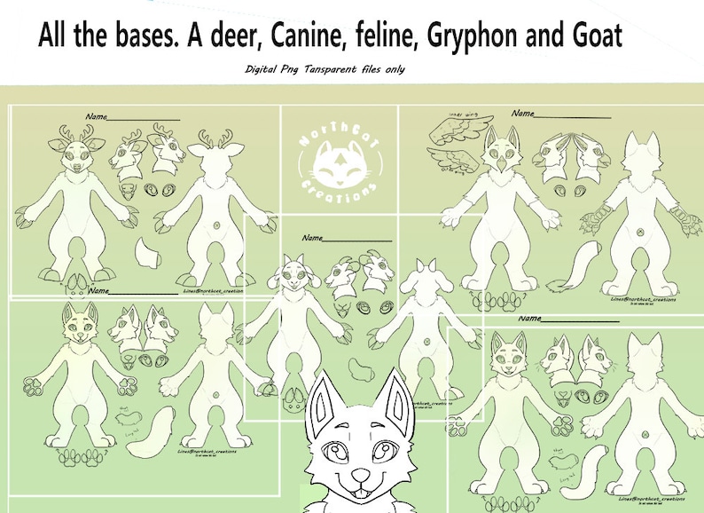 Fursuit Lineart Furry Reference Sheet - Etsy