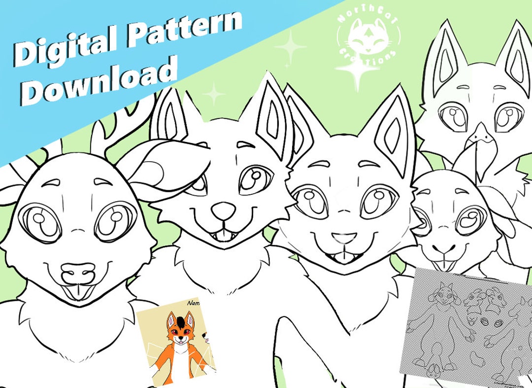 Fursuit Lineart | Furry Reference Sheet - Etsy