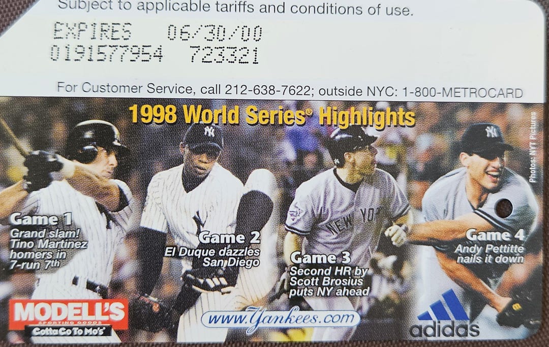 MTA Metrocard Special: 1998 NY Yankees World Series Championship, 4 ...