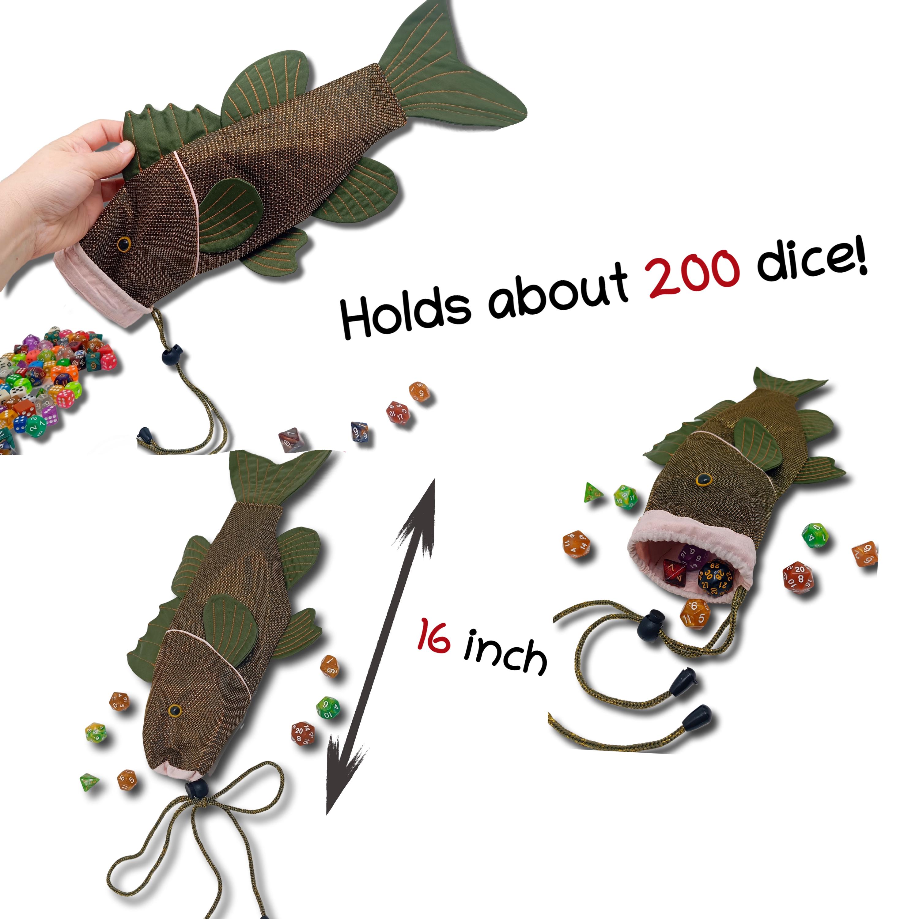 Large Mouth Bass Dice Bag, Fish Dice Storage, Bag of Holding, Gift for ...