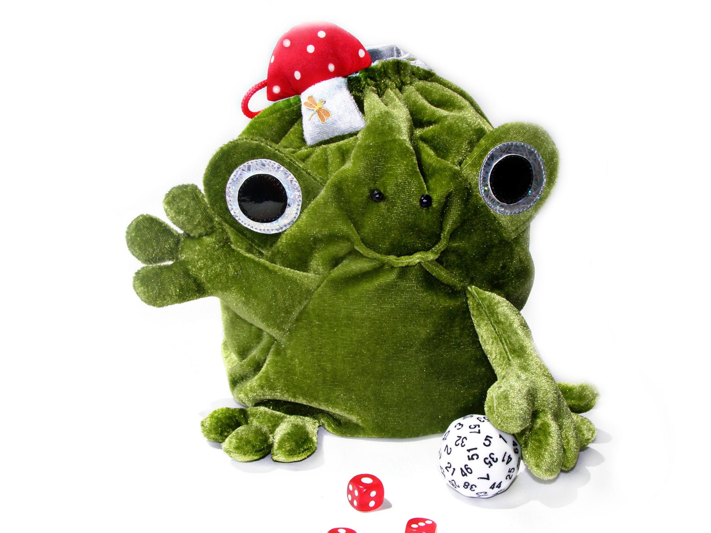 Frog plush dice bag pockets mushroom plush dnd dice bag | Etsy