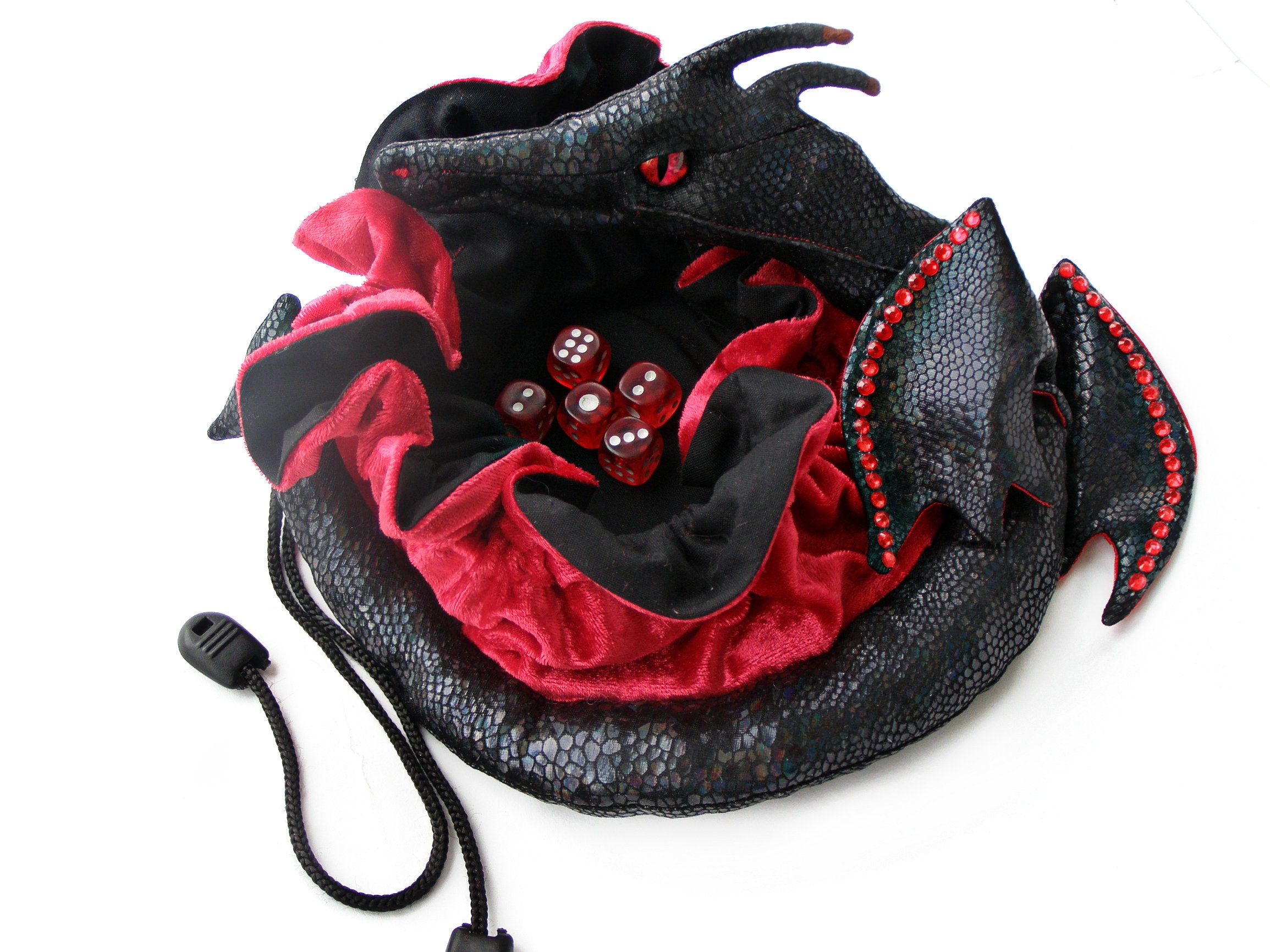 Red Dice Bag With Black Dragon. Large Dice Bag Pockets. Dice Pouch ...