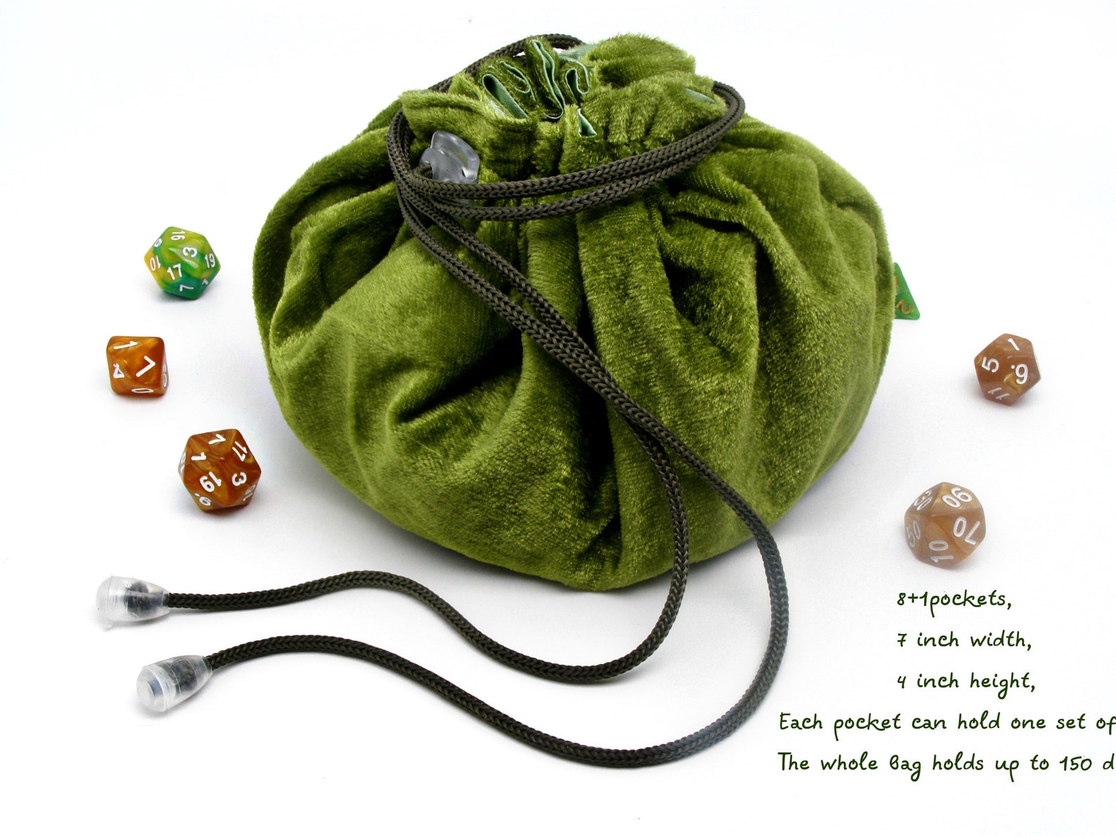 Dnd Druid Dice Bag of Holding Leaves Dice Bag Pockets Velvet - Etsy