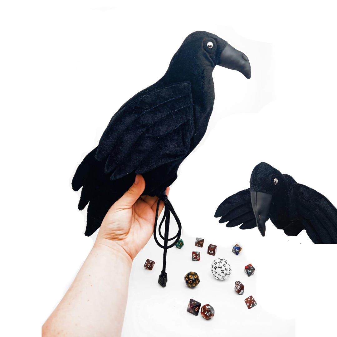 Raven Crow Plush Dice Bag DND Accessories Dice Holder - Etsy