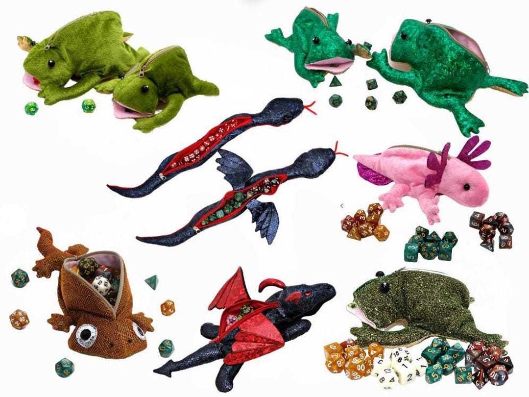 DND Dice Bag Plush Dice Holder - Frog, Dragon, Axolotl, Lizard - Etsy