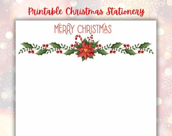 Printable Christmas Stationery, Digital Download, Christmas Stationery ...