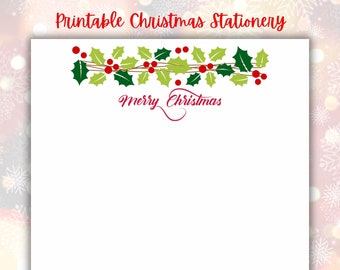 Printable Christmas Stationery, Digital Download, Christmas Stationery ...