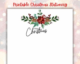 Printable Christmas Stationery, Digital Download, Christmas Stationery ...
