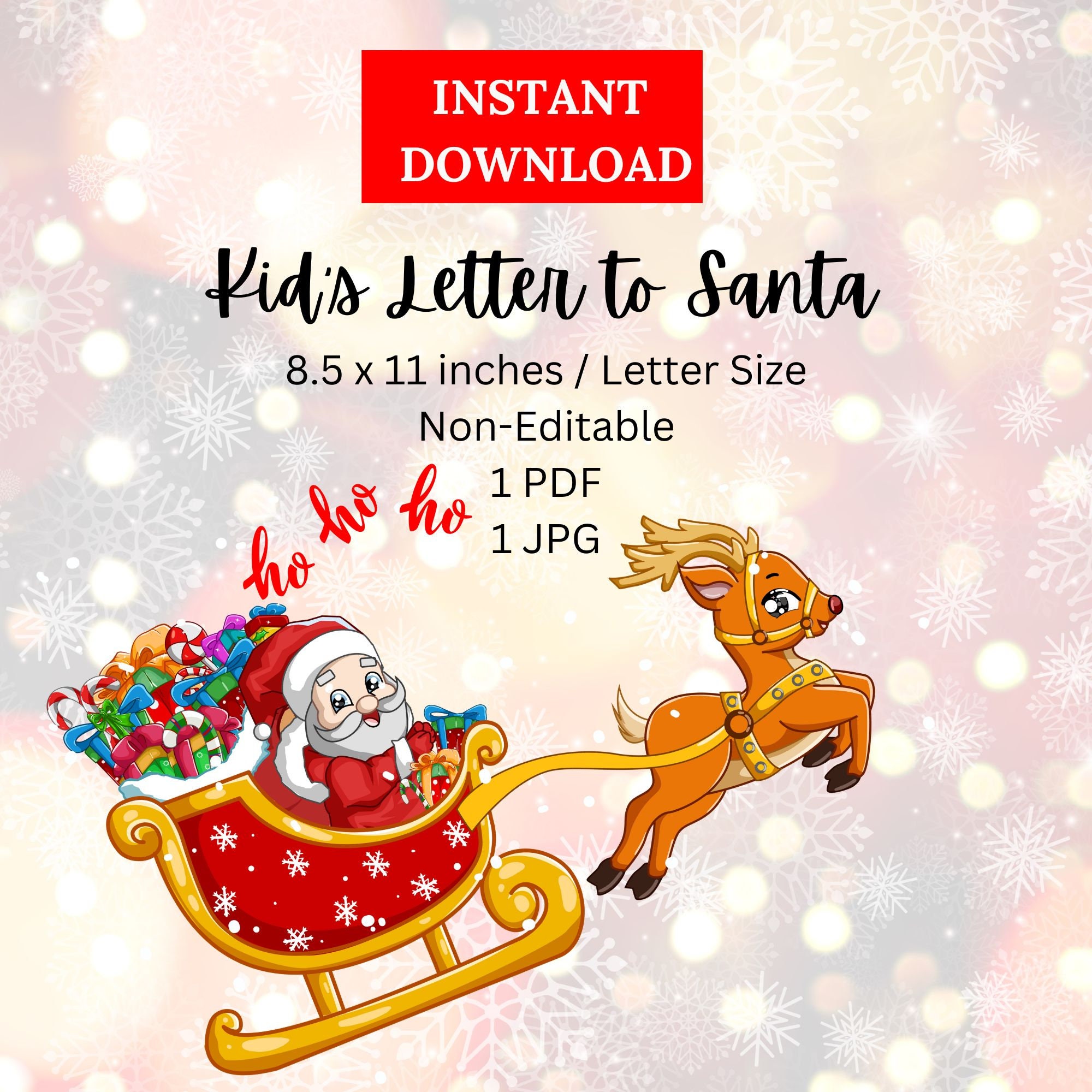 Printable Christmas Stationery Digital Download, Kid's Christmas Letter ...