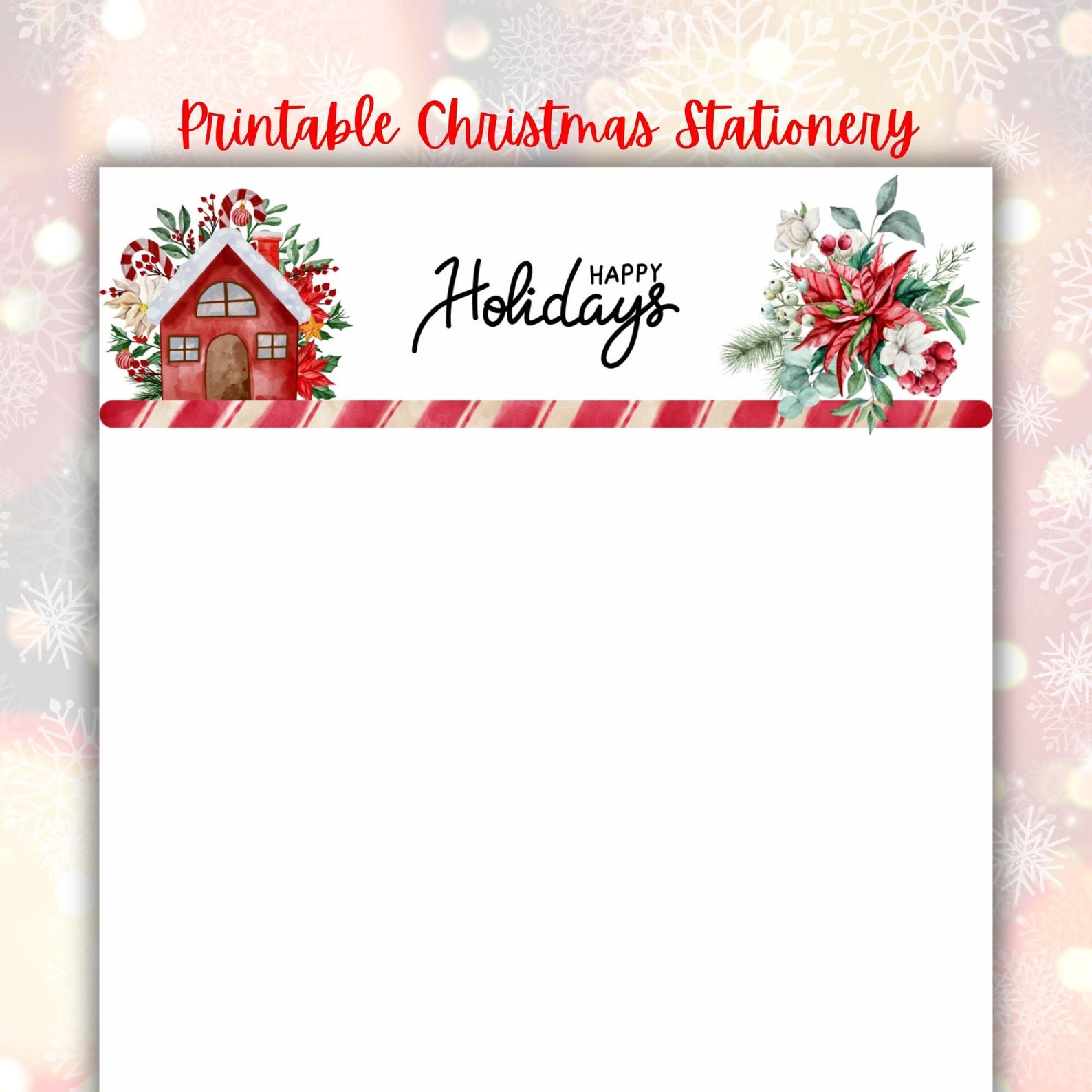 Printable Christmas Stationery, Digital Download, Christmas Stationery ...