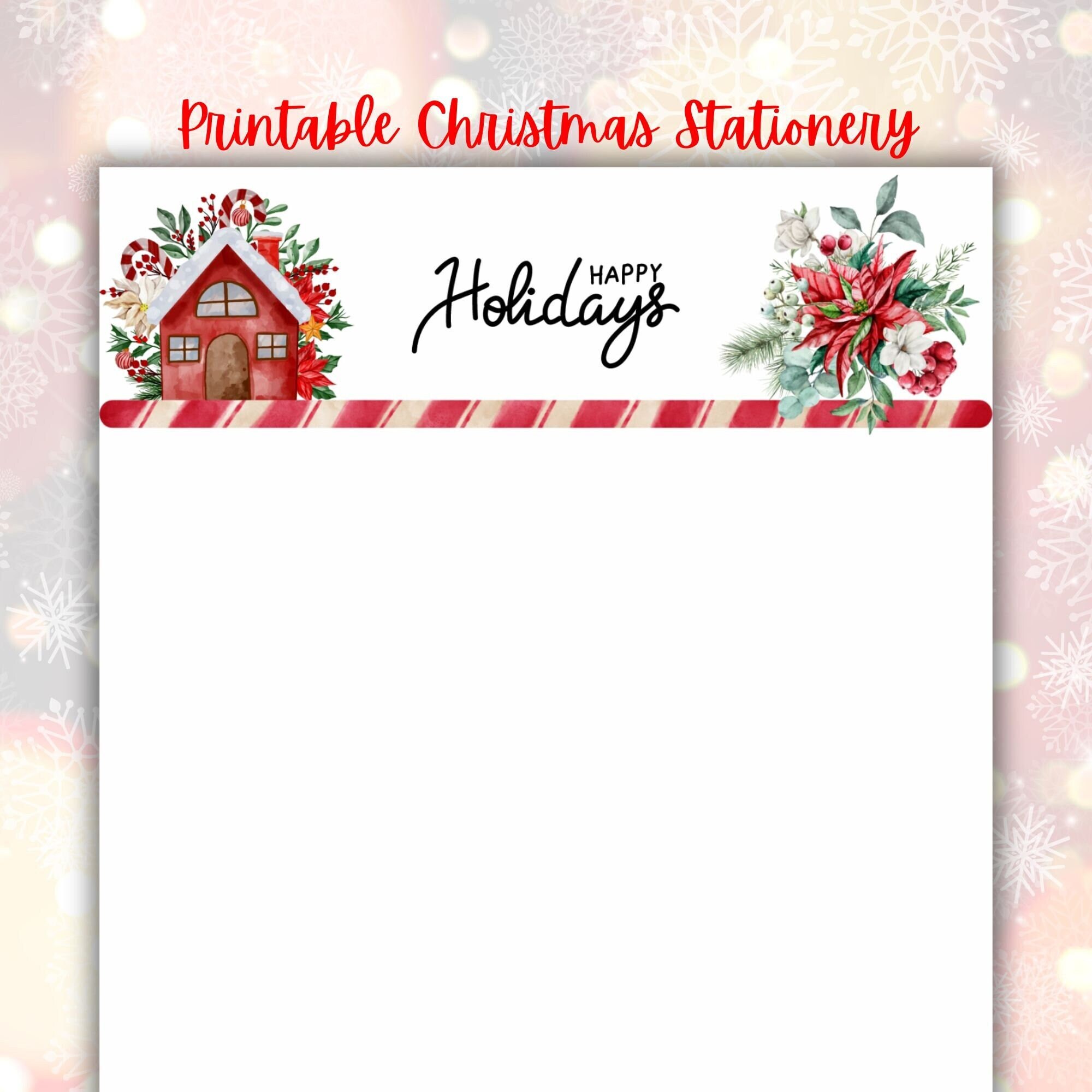 Printable Christmas Stationery, Digital Download, Christmas Stationery ...