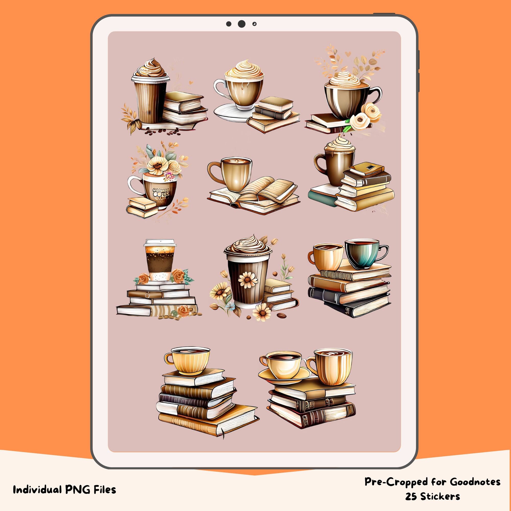 Coffee Book Lovers Digital Stickers, Goodnotes & Notability, Digital ...