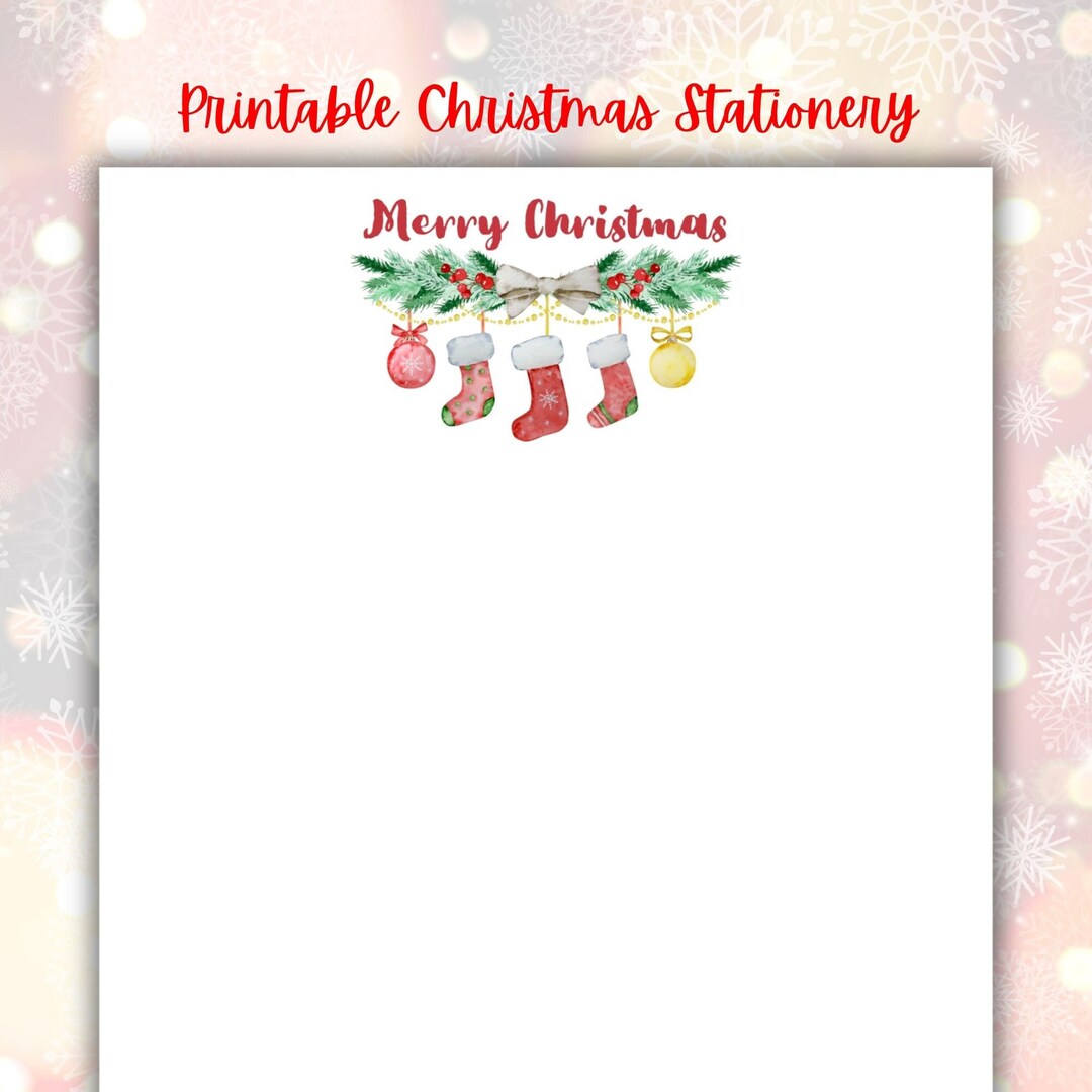 Printable Christmas Stationery, Digital Download, Christmas Stationery ...