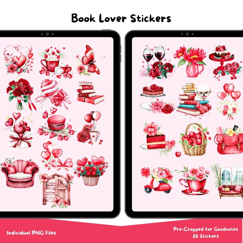 Red Digital Stickers, Goodnotes & Notability, Digital Planner Stickers ...