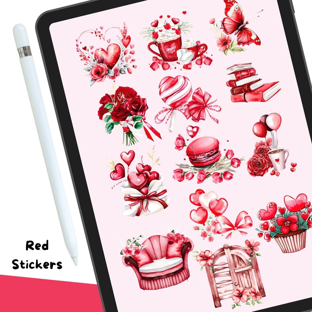 Red Digital Stickers, Goodnotes & Notability, Digital Planner Stickers ...