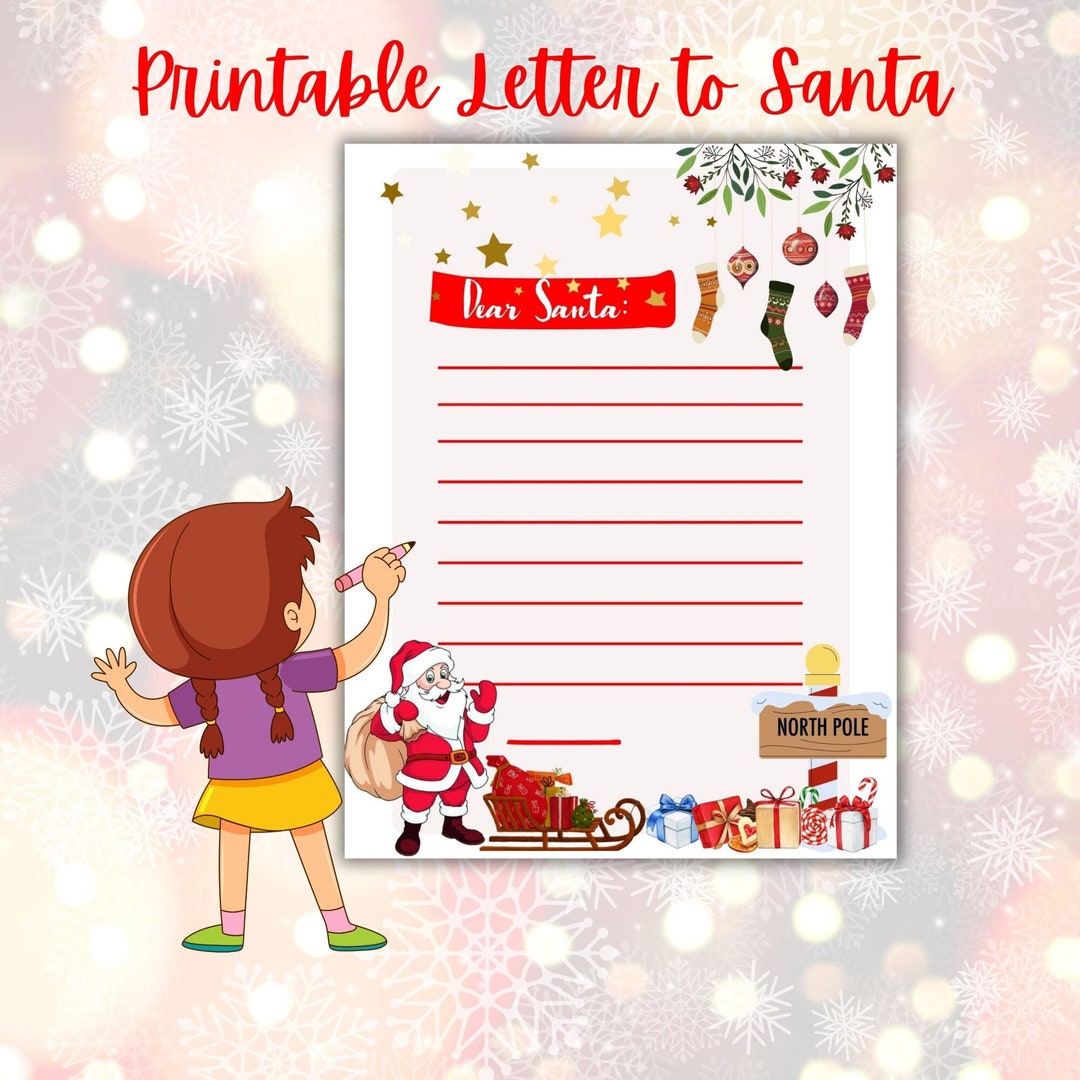 Printable Christmas Stationery Digital Download, Kid's Christmas Letter ...
