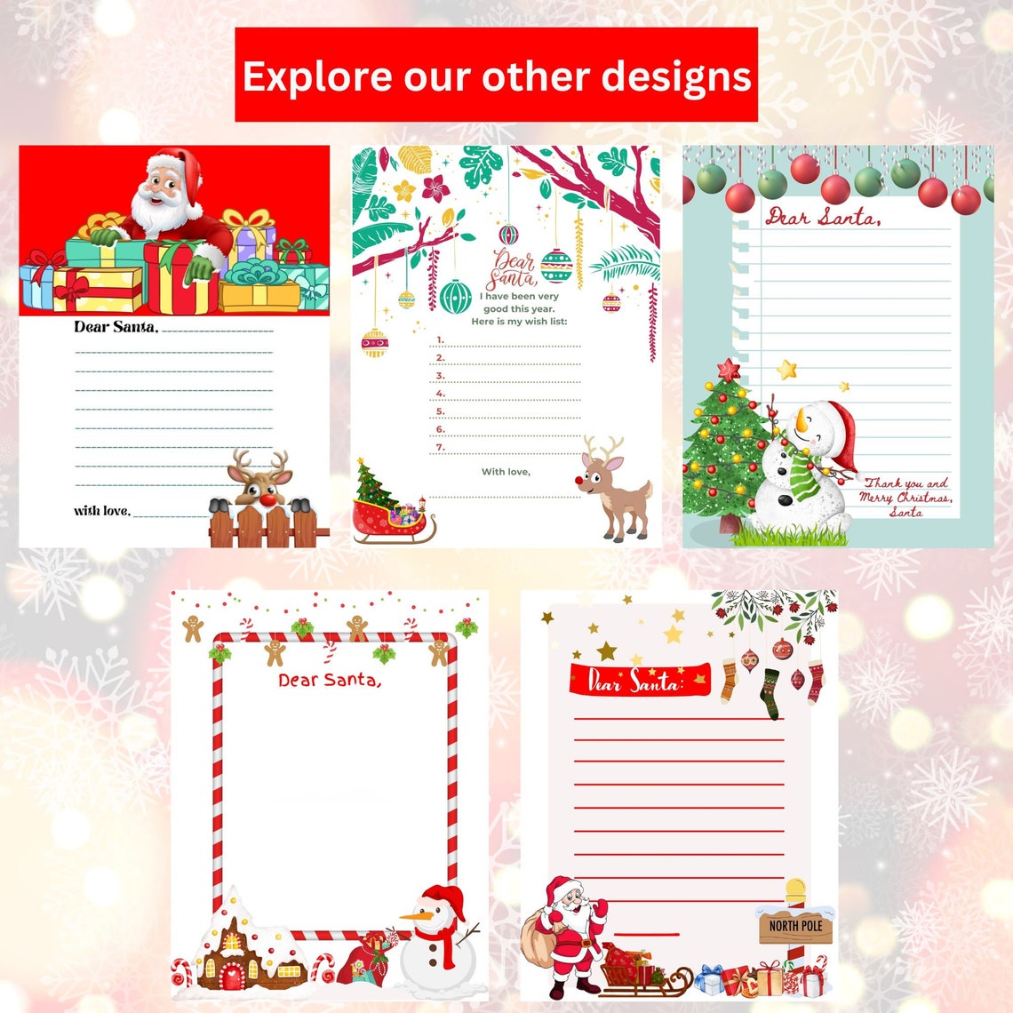Printable Christmas Stationery Digital Download, Kid's Christmas Letter ...