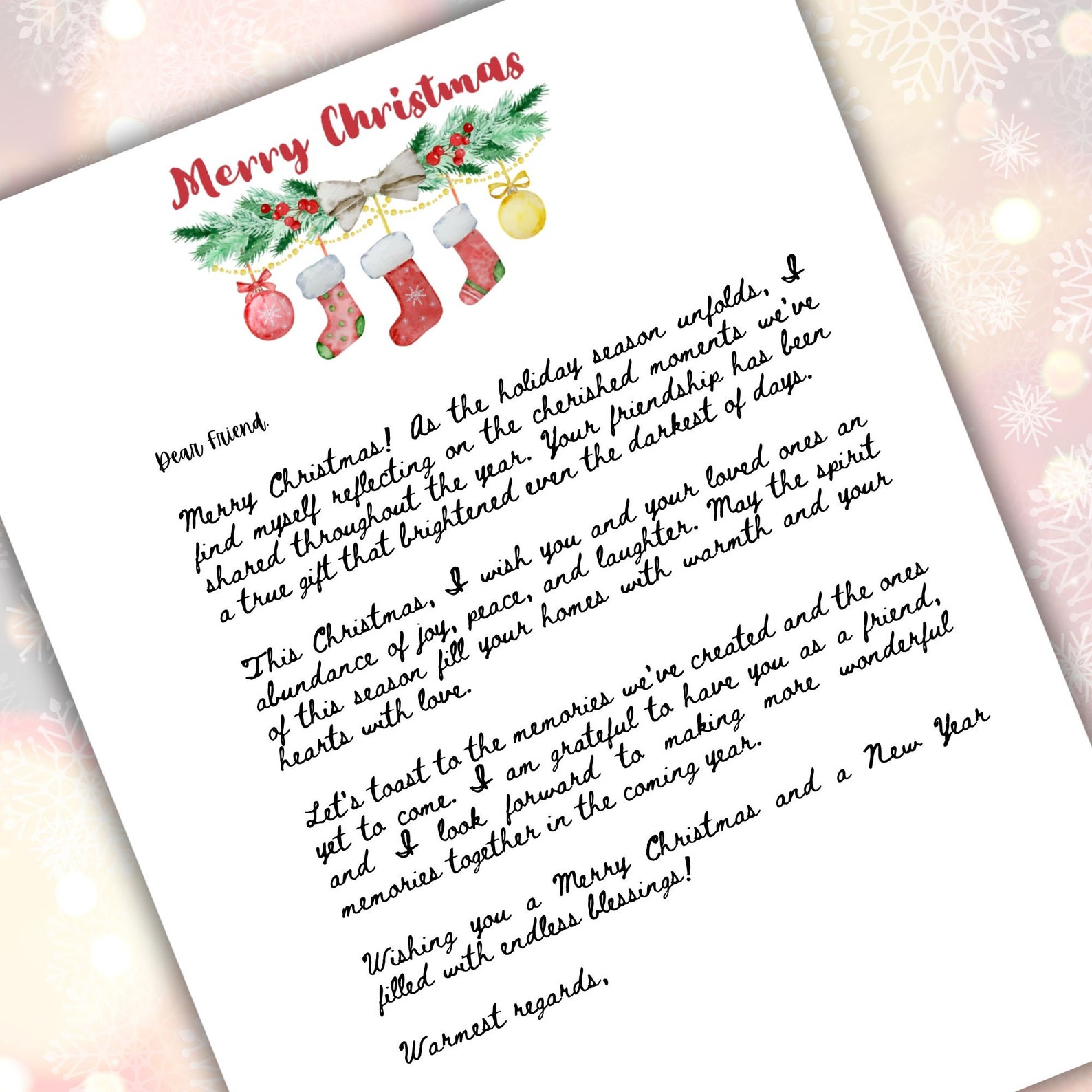 Printable Christmas Stationery, Digital Download, Christmas Stationery ...
