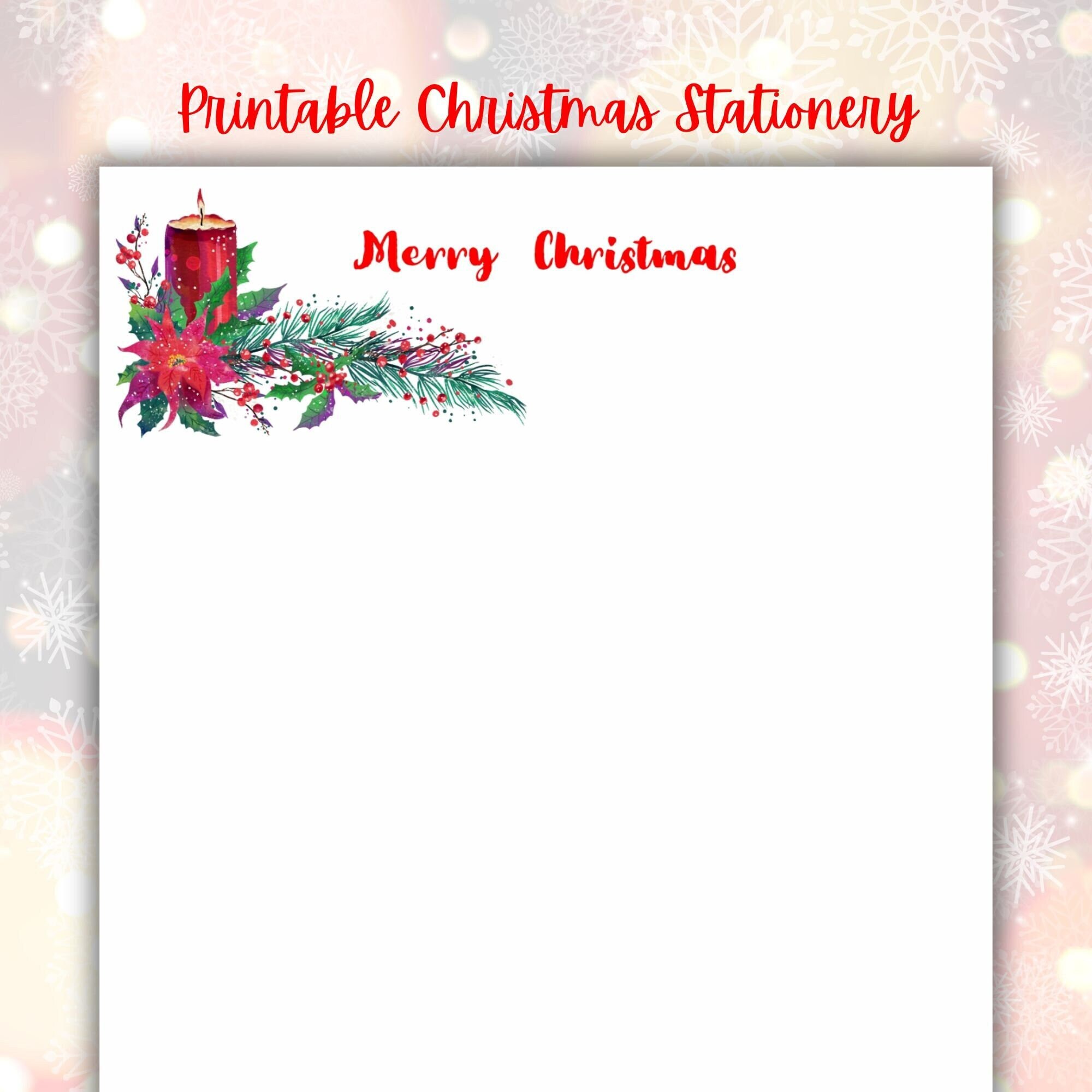 Printable Christmas Stationery, Digital Download, Christmas Stationery ...