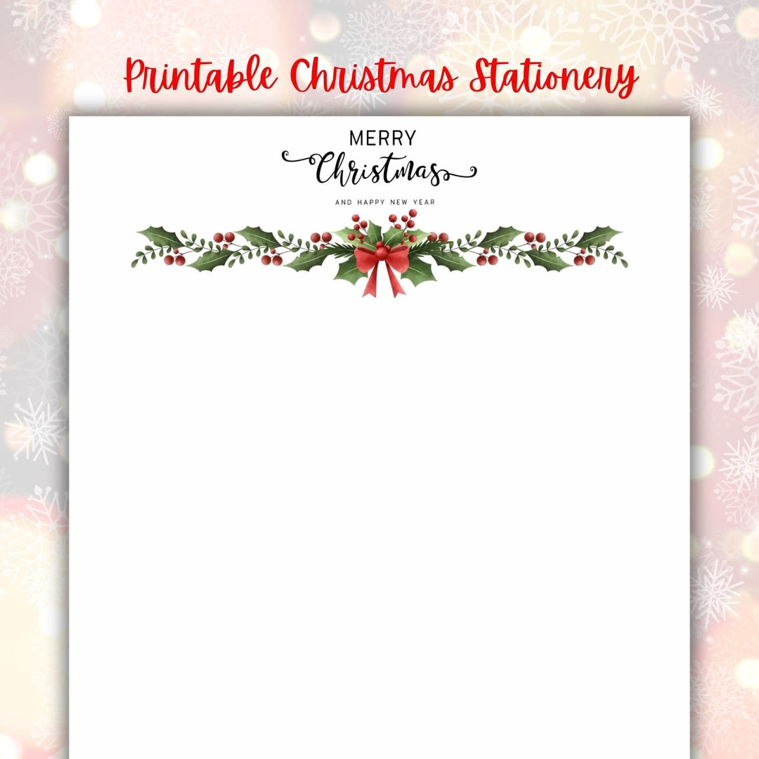 Printable Christmas Stationery, Digital Download, Christmas Stationery ...